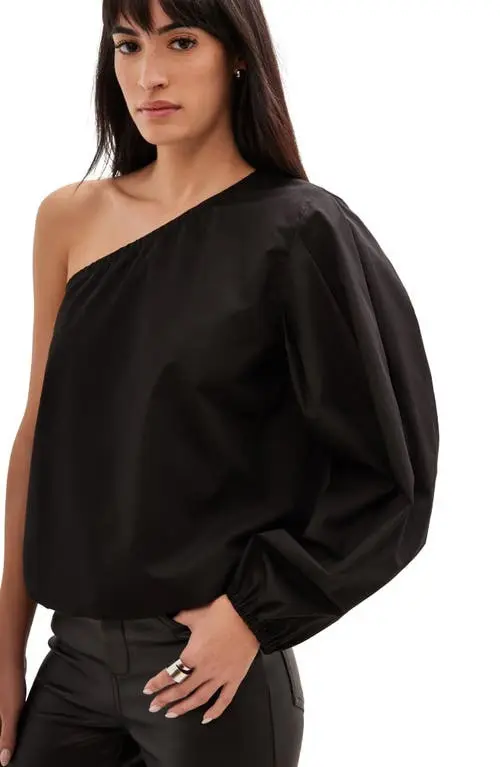 MARCELLA Garfield One-shoulder Cotton Poplin Top - Black
