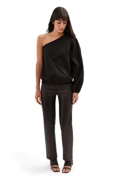 MARCELLA Garfield One-shoulder Cotton Poplin Top - Black
