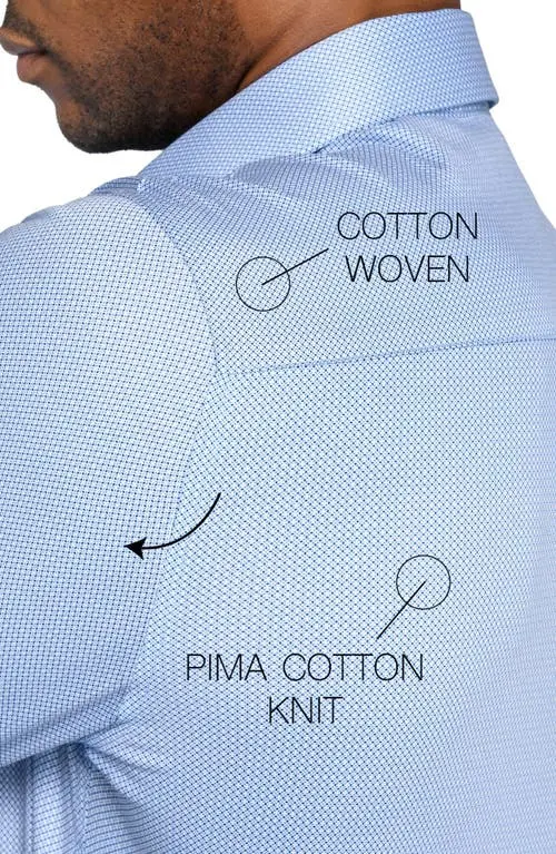 W.R.K Slim Fit Micro Geo Print Reworked Cotton Dress Shirt - White/blue