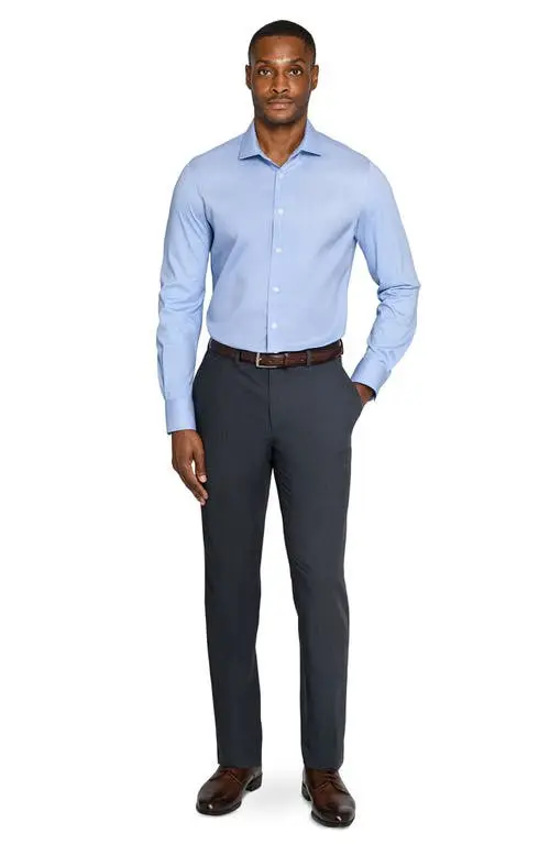 W.R.K Slim Fit Micro Geo Print Reworked Cotton Dress Shirt - White/blue