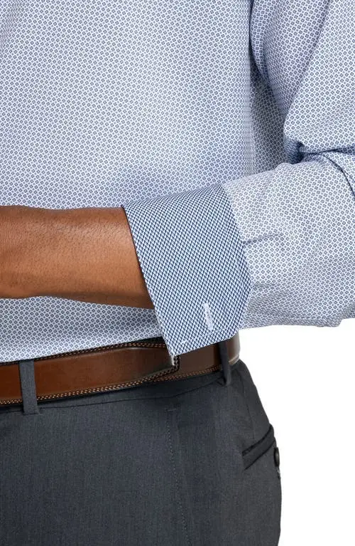 W.R.K Regular Fit Octagon Geo Performance Dress Shirt - White/blue