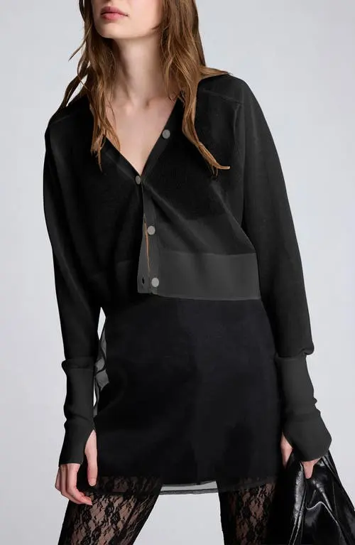 KENNETH COLE COLLECTION Crop Sheer Saddle Shoulder Cardigan