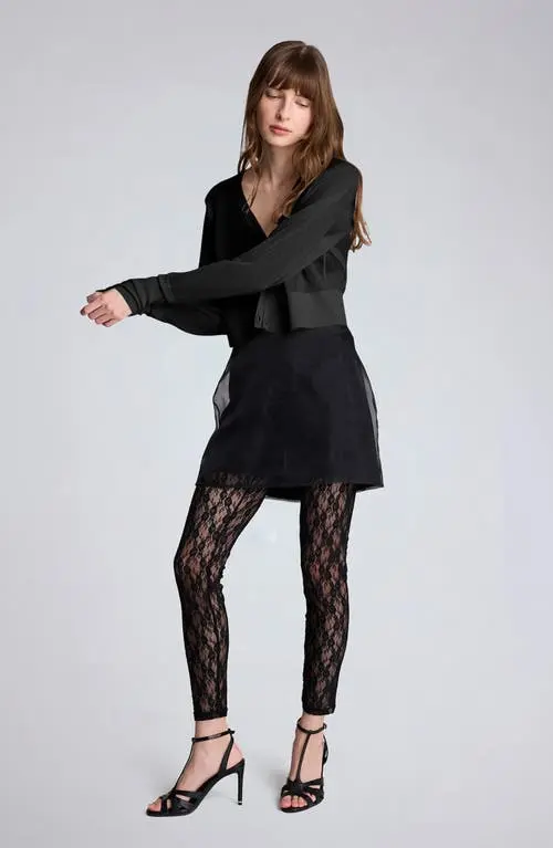 KENNETH COLE COLLECTION Crop Sheer Saddle Shoulder Cardigan