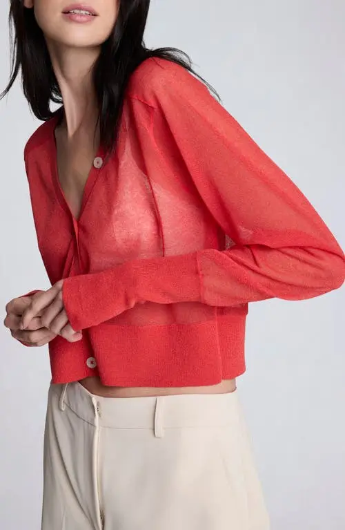 KENNETH COLE COLLECTION Crop Sheer Saddle Shoulder Cardigan