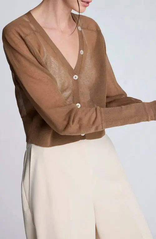 KENNETH COLE Crop Sheer Saddle Shoulder Cardigan