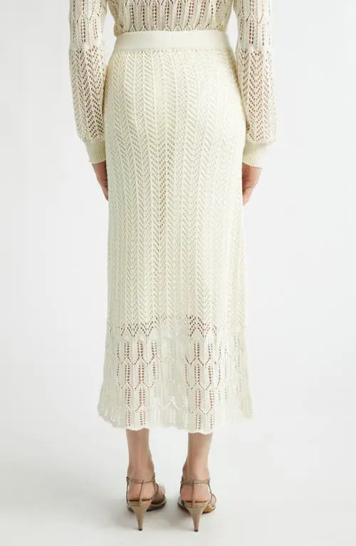 JIL SANDER Cotton Pointelle Midi Skirt - Eggshell