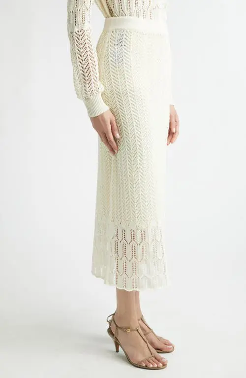JIL SANDER Cotton Pointelle Midi Skirt - Eggshell