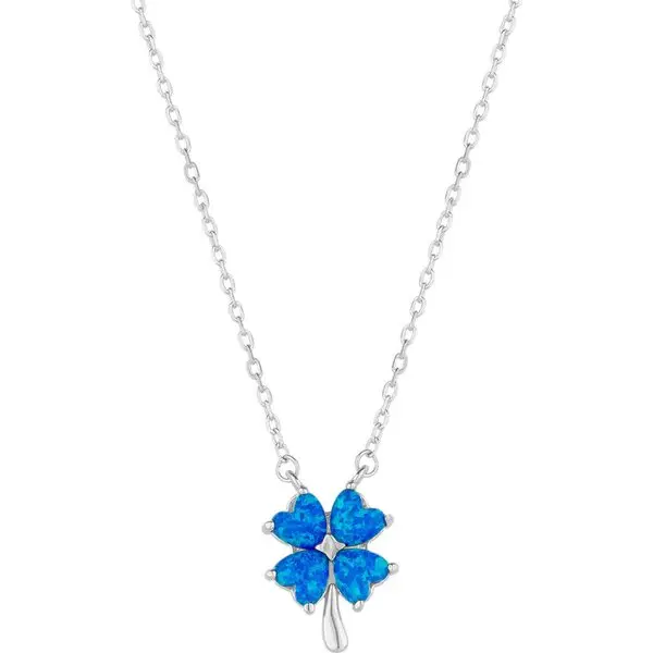 SPERO LONDON Opal Four Leaf Clover Sterling Necklace - Silver