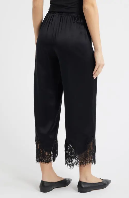 REFORMATION Carolina Silk Lace Hem Pant - Black
