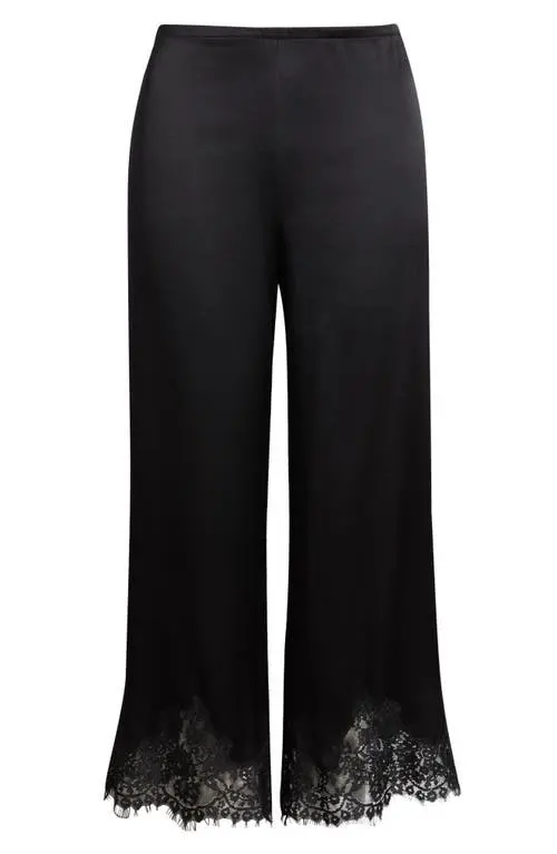 REFORMATION Carolina Silk Lace Hem Pant - Black