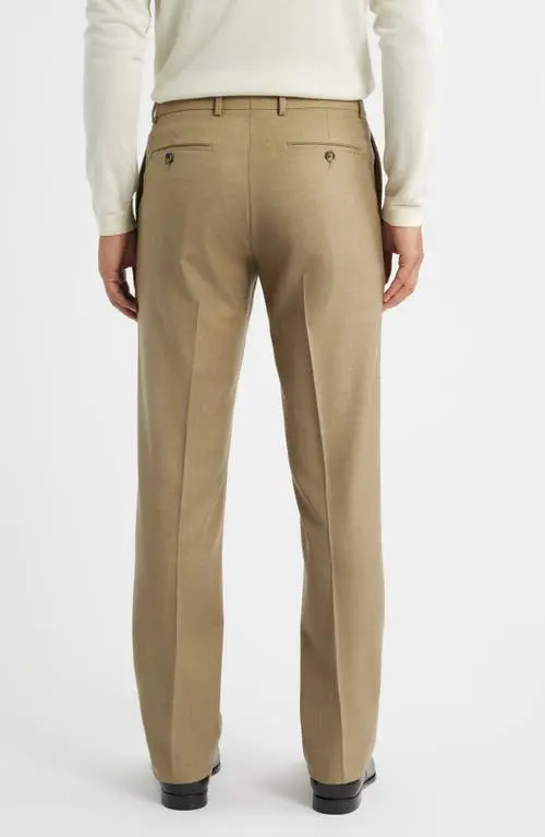 Berle Flat Front Super 120s Wool Dress Pants - Dark Tan