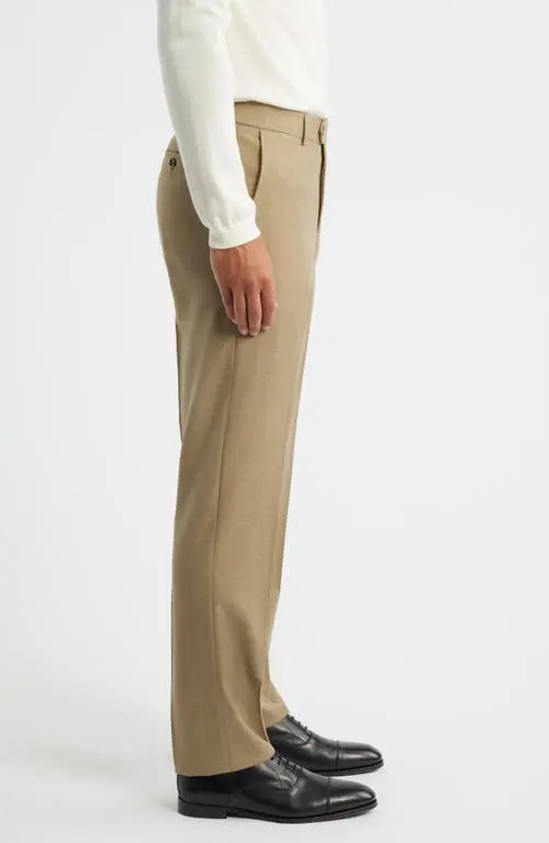 Berle Flat Front Super 120s Wool Dress Pants - Dark Tan