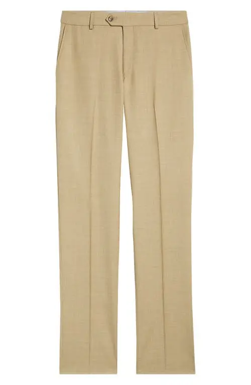 Berle Flat Front Super 120s Wool Dress Pants - Dark Tan