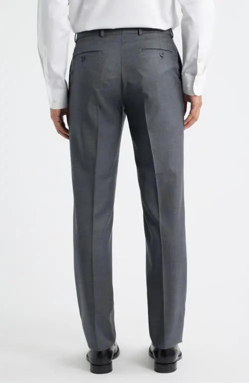 Berle Super 120s Wool Flat Front Dress Pants - Medium Grey