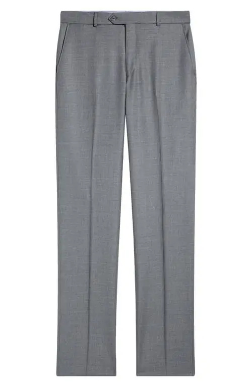 Berle Super 120s Wool Flat Front Dress Pants - Medium Grey