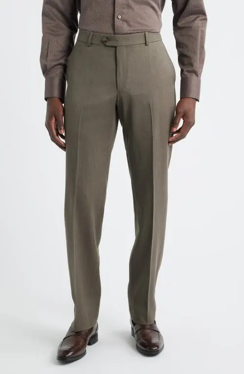 Berle Covert Flat Front Wool Twill Dress Pants