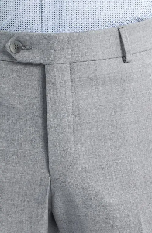 Berle Flat-front Super 120s Wool Dress Pants - Light Grey
