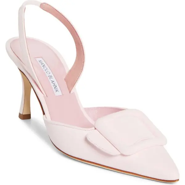 Manolo Blahnik Maysli Buckle Slingback Pump - Light Pink