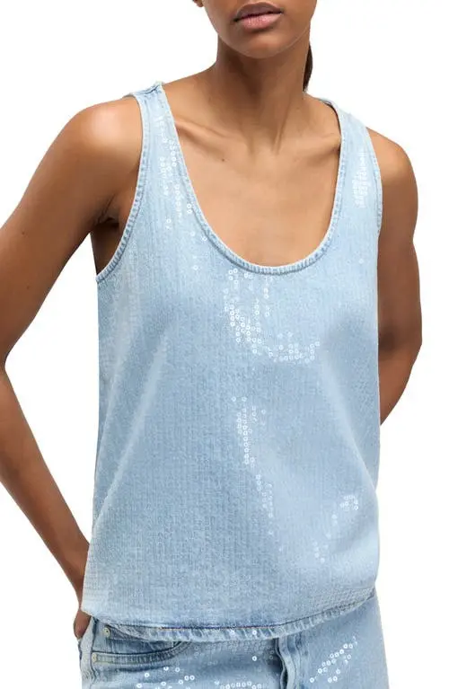 SEVEN Sequin Denim Tank