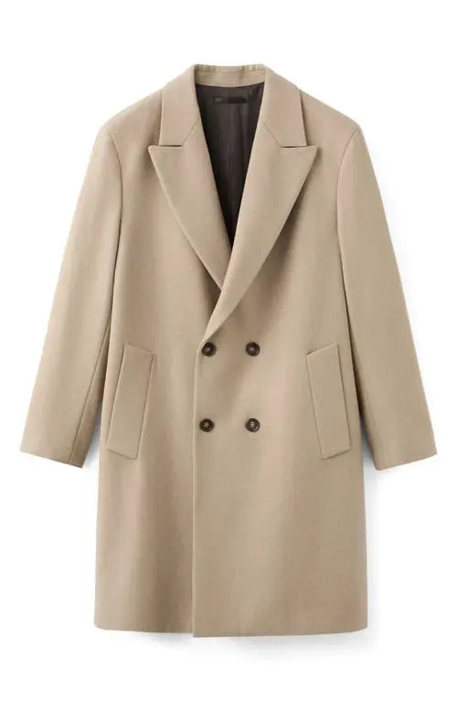 Mango Long Double Breasted Wool Blend Coat