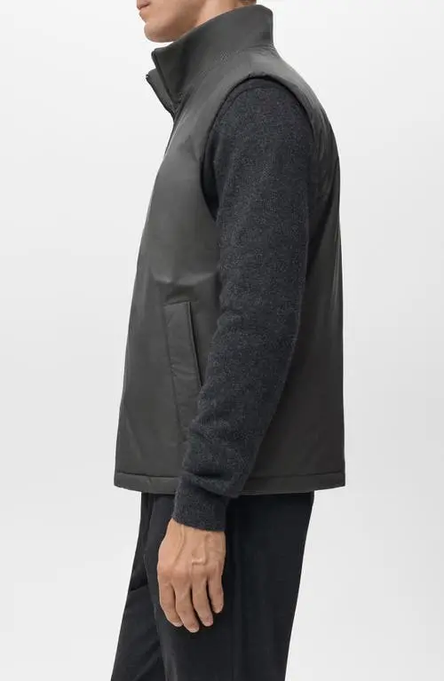 Mango Quilted Vest With Ribbed Collar - Grey