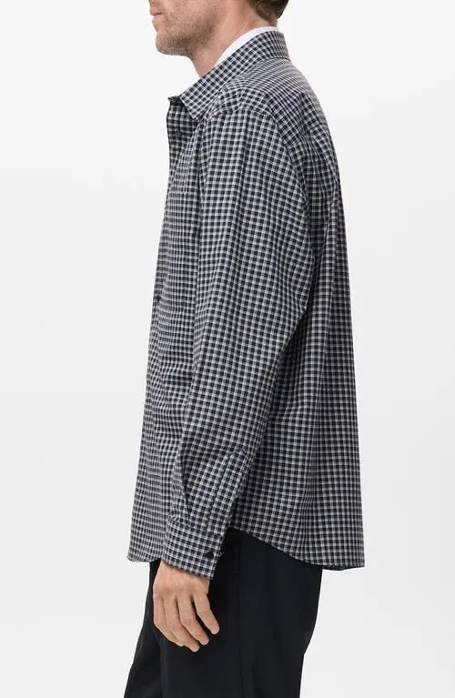 Mango Relaxed Fit Check Snap-up Shirt