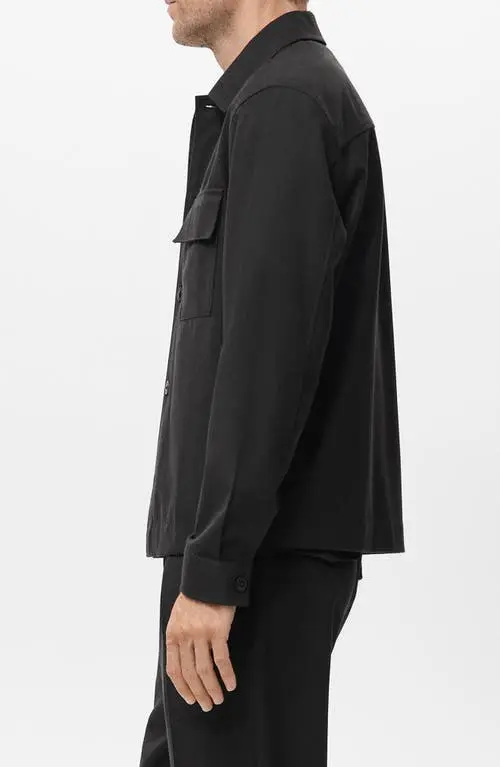 Mango Flannel Pocket Overshirt - Black