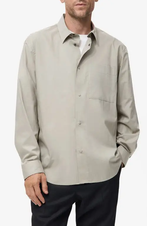 Mango Relaxed Fit Solid Snap-up Shirt - Beige