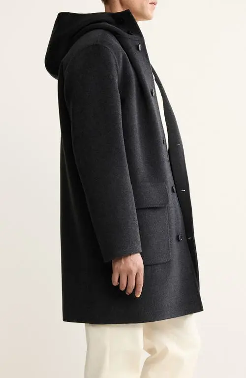 Mango Handmade Hooded Wool-blend Melton Overcoat