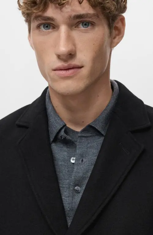 Mango Wool-blend Single-breasted Coat - Black