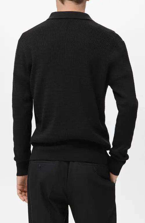 Mango Texture Long Sleeve Polo