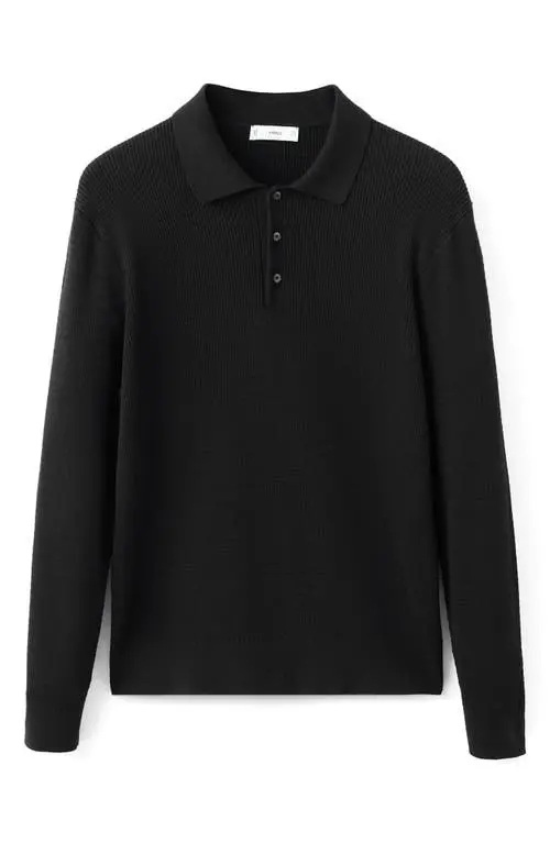 Mango Texture Long Sleeve Polo