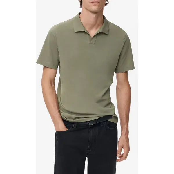 Mango Slim Fit Johnny Collar Piqué Polo - Dark Green