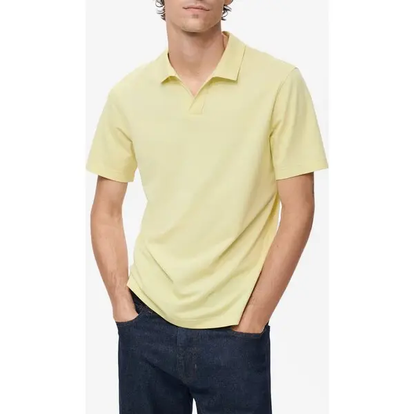 Mango Slim Fit Johnny Collar Piqué Polo - Neon Yellow