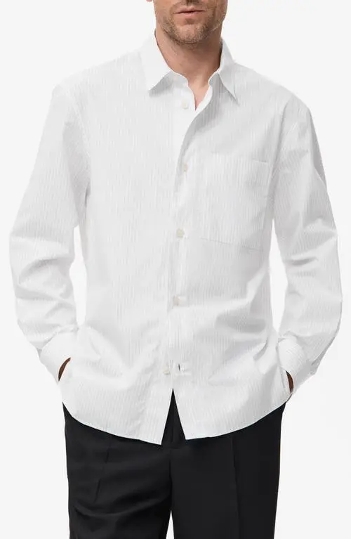 Mango Relaxed Fit Stripe Button-up Shirt - White
