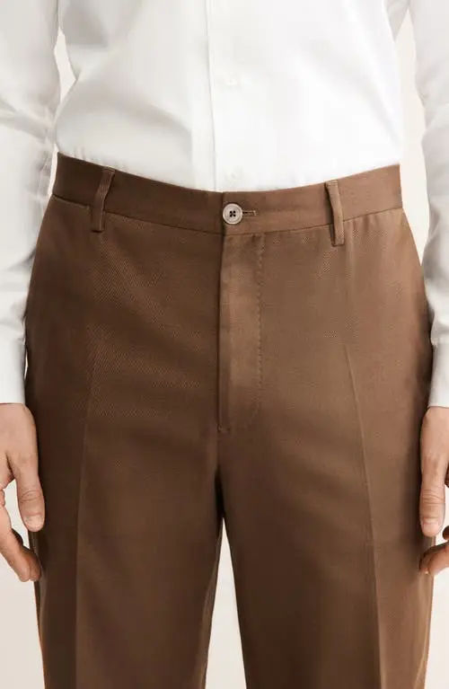Mango Regular Fit Pleated Stretch Cotton Trousers
