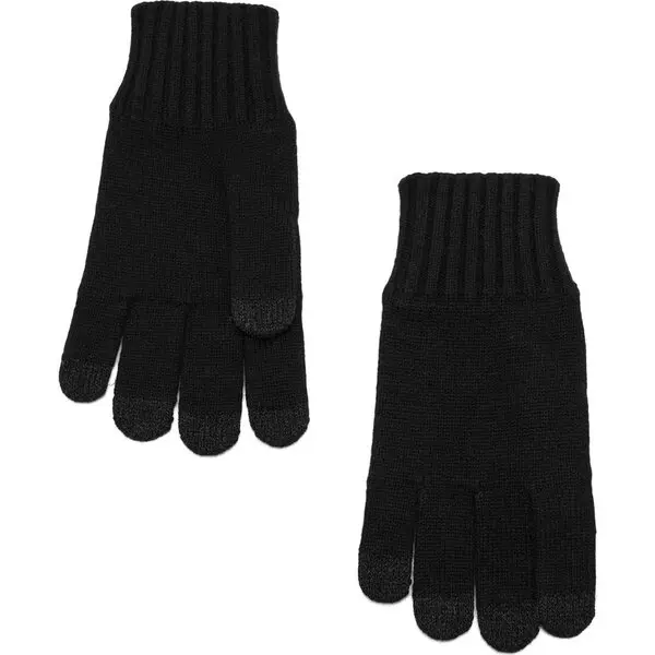 Mango Two-tone Knitted Gloves - Black