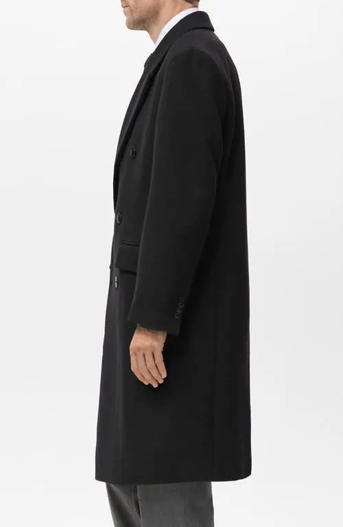 Mango Long Double Breasted Wool Blend Coat