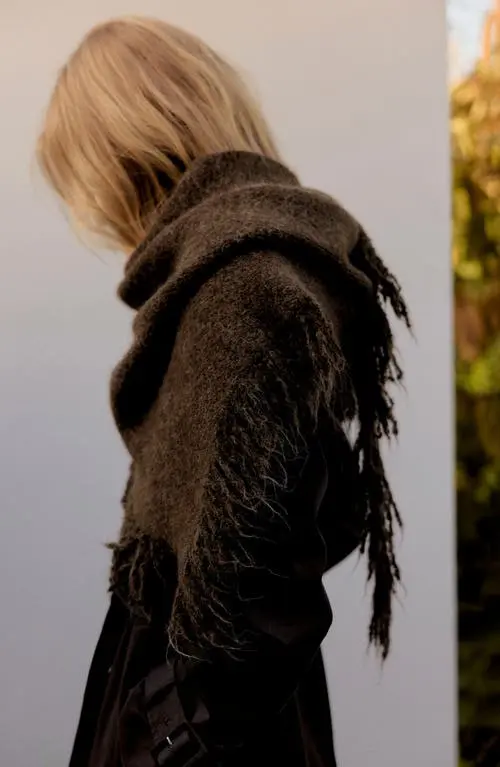 Mango Fringed Shawl - Chocolate