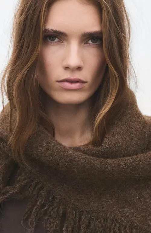 Mango Fringed Shawl - Chocolate