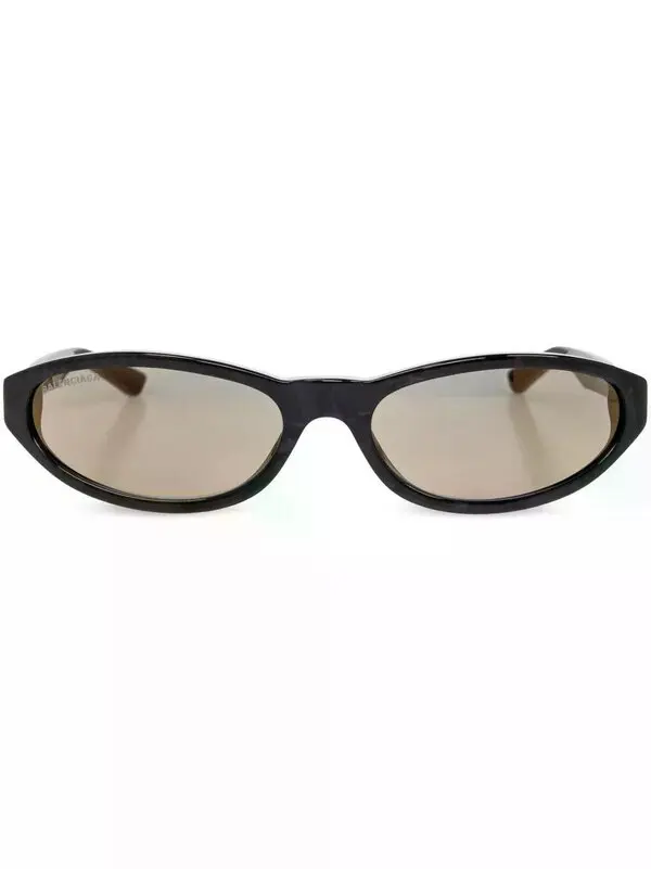Balenciaga Neo Oval-frame Mirrored Sunglasses - Black