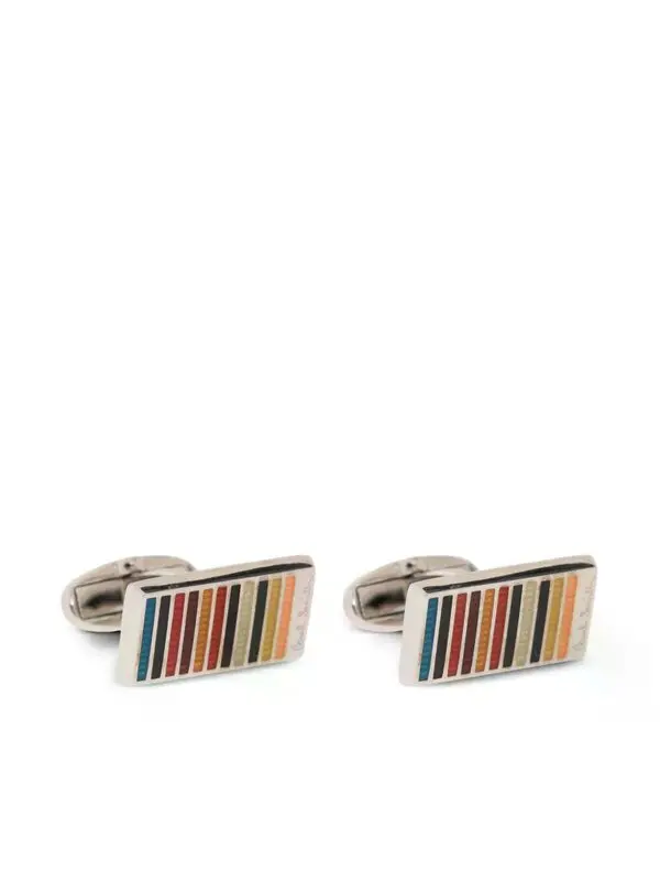Paul Smith Striped Cufflinks - Silver