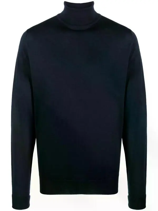John Smedley Merino Wool Roll-neck Jumper - Blue
