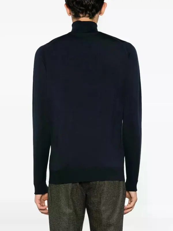 John Smedley Merino Wool Roll-neck Jumper - Blue