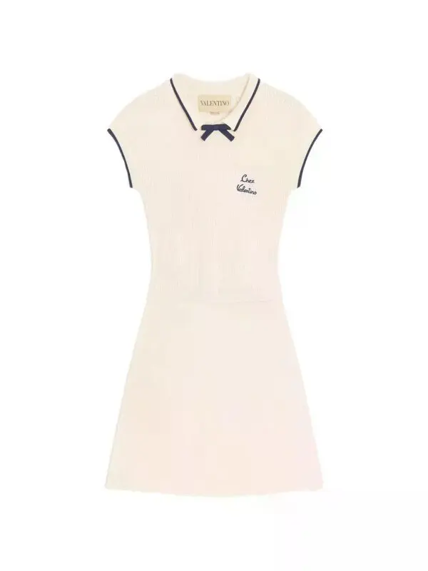 Valentino Garavani Knitted Dress With Bow Detail - Neutrals