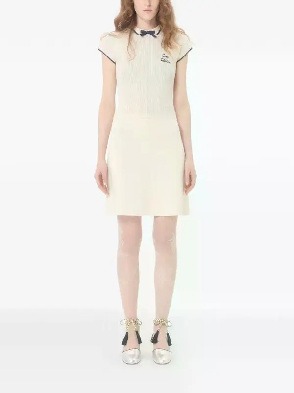 Valentino Garavani Knitted Dress With Bow Detail - Neutrals