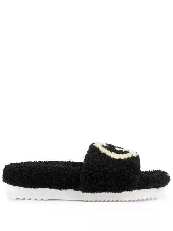 Gucci Interlocking G Shearling Slides