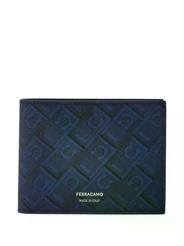 FERRAGAMO Monogram Print Wallet - Blue