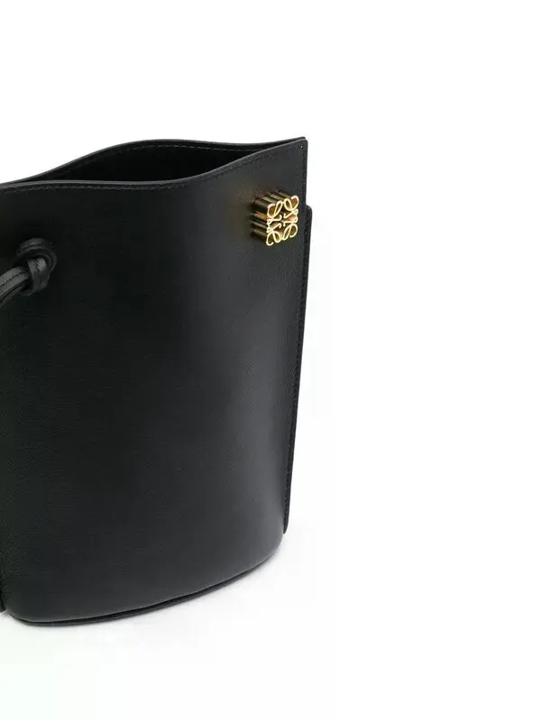 Loewe Leather Crossbody Bag With Logo - Black