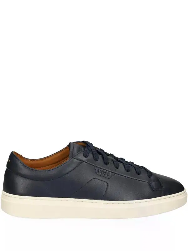 BOSS Low-top Leather Trainers With Embossed Logo - Blue